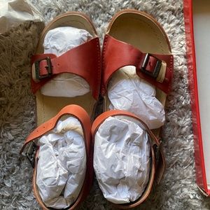 Kickers | Shoes | Kickers Red Leather Sandals Womens Us95 Euro 4 | Poshmark